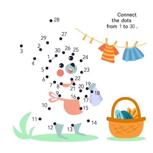 Dot to connect the dots from 1 20 puzzle Vector Image