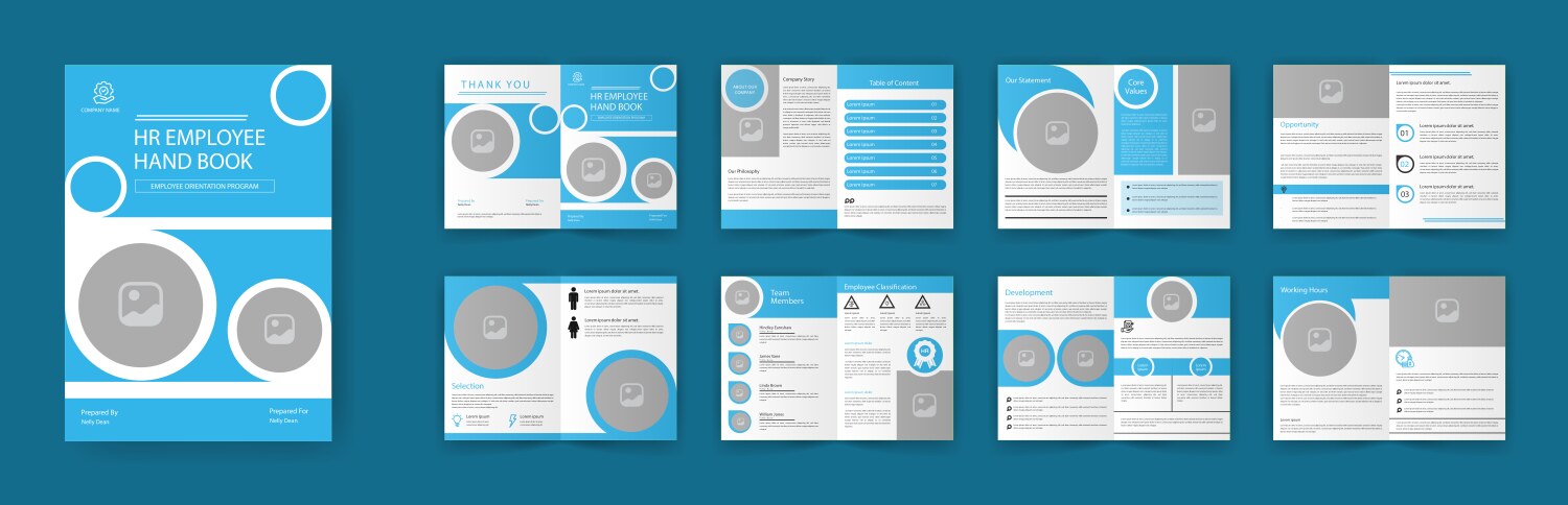 Hr employee handbook brochure template Royalty Free Vector