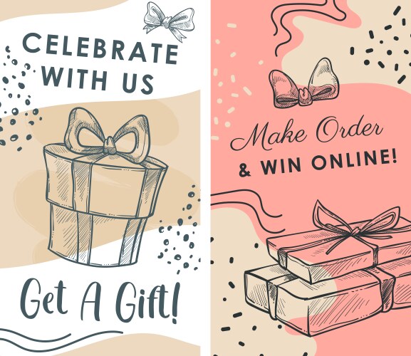 Make order online and win prize celebrate with us Vector Image