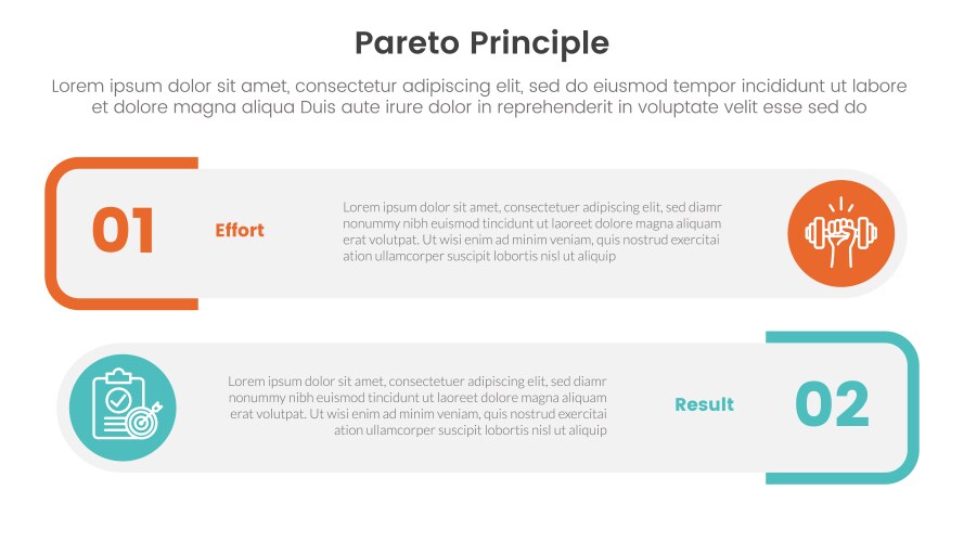 Pareto principle comparison or versus concept Vector Image