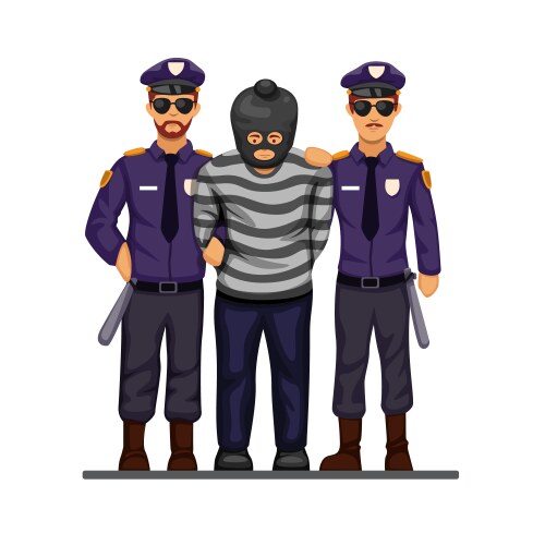 Criminals With Mugshot Plates In Police Station Vector Image