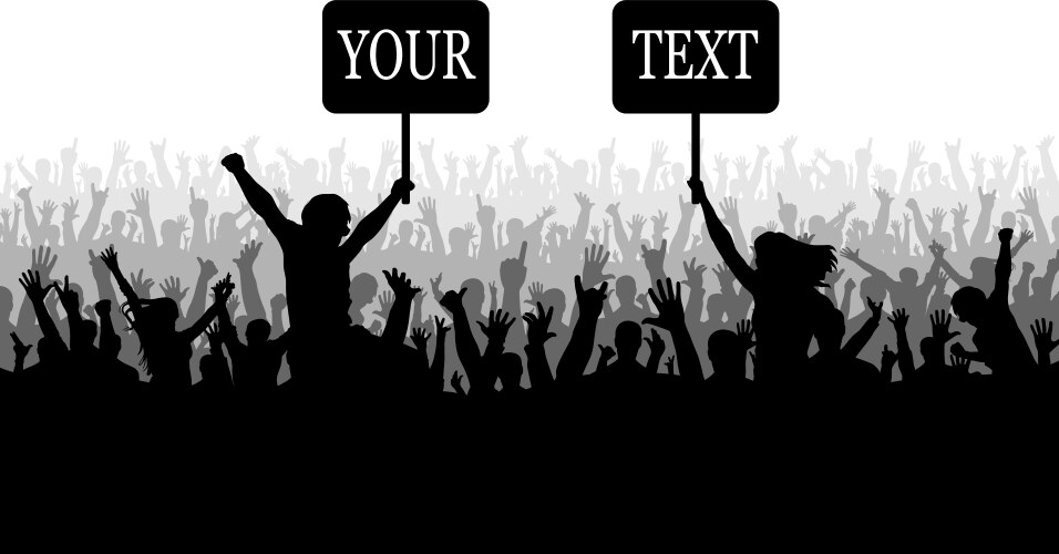 Crowd people silhouette transparent protest Vector Image