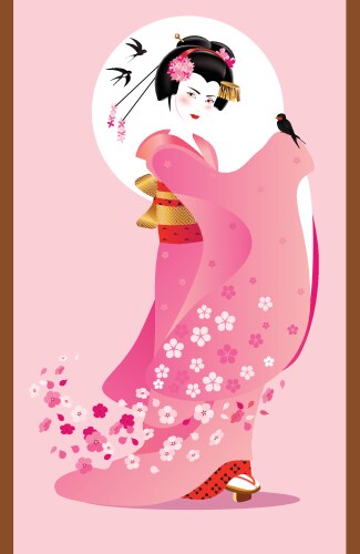 Japanese geisha character hold tea Royalty Free Vector Image