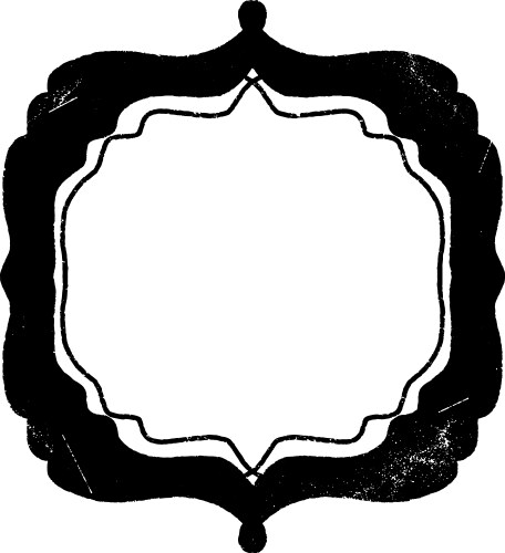 Vintage tag frame etc with sunflower in linocut Vector Image