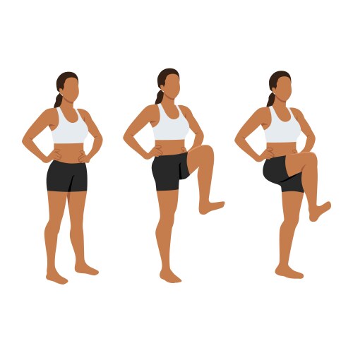 Man doing high knees front knee lifts run Vector Image