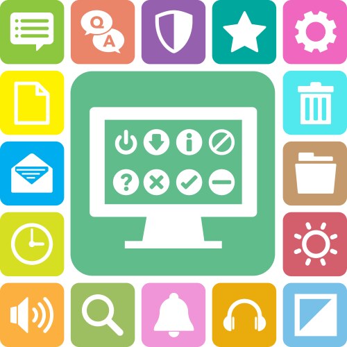 Computer menu icons set Royalty Free Vector Image