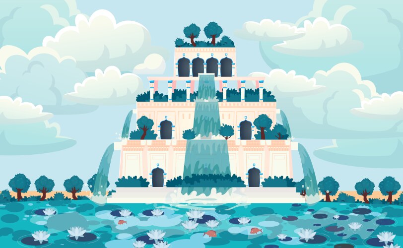 Tower of babel ancient city babylon Royalty Free Vector