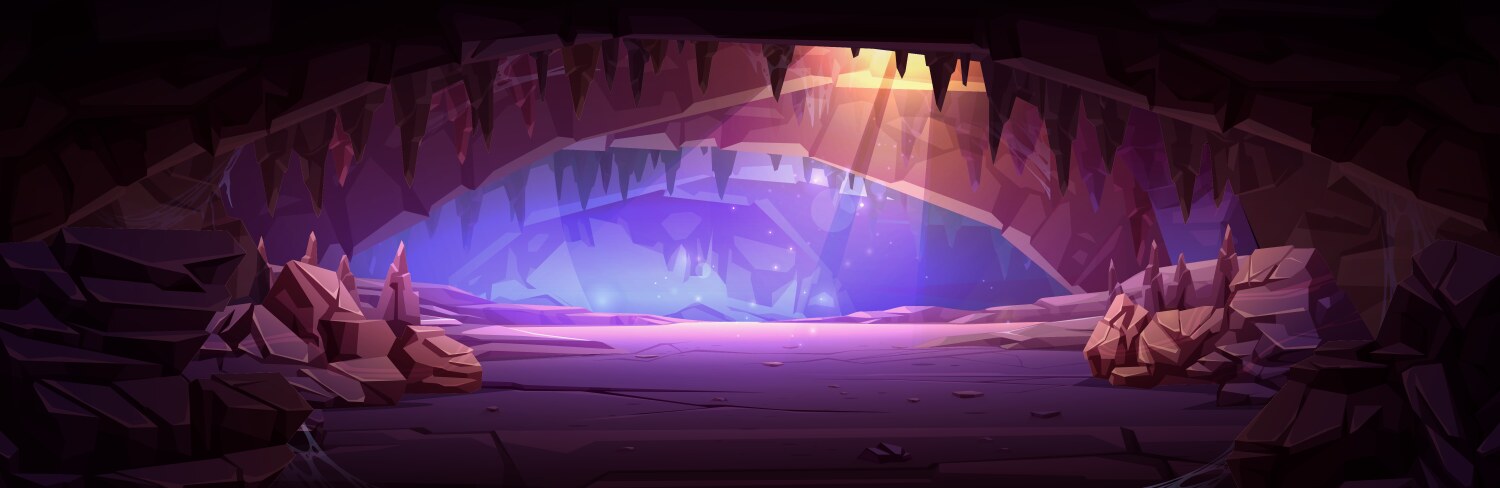 Cartoon the cave with stalactites Royalty Free Vector Image