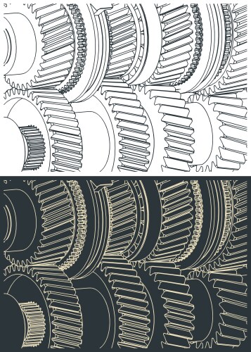 Gearbox mechanisms blueprints Royalty Free Vector Image