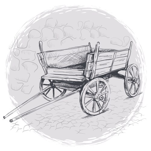 Old wooden cart Royalty Free Vector Image - VectorStock