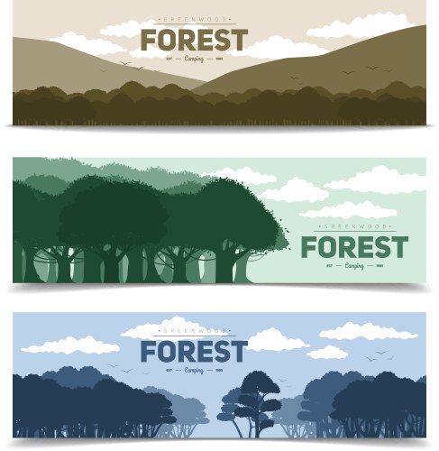 Silhouette forest panorama skyline with pine trees