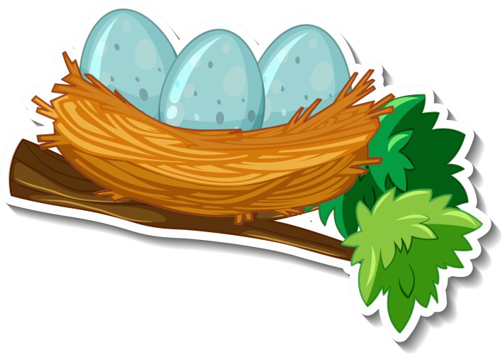Bird nest on tree branch Royalty Free Vector Image