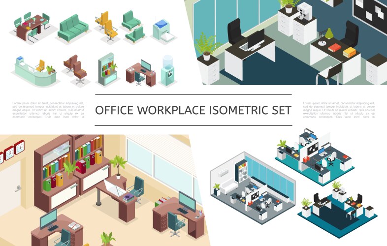 Kindergarten constructor isometric elements set Vector Image