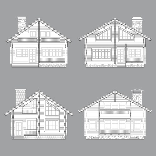 Modern house facade section night Royalty Free Vector Image