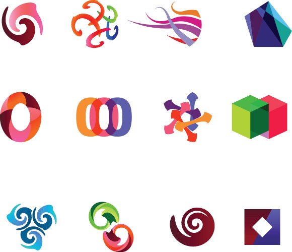 12 colorful symbols set 5 Royalty Free Vector Image