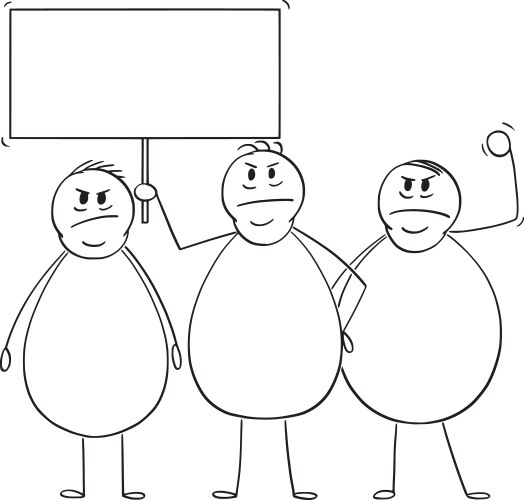 Cartoon group three angry overweight or fat Vector Image