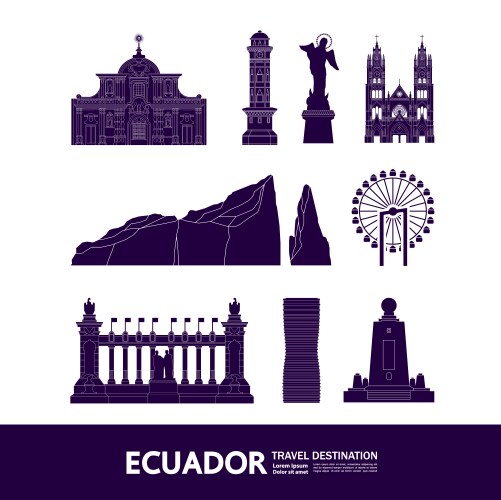 Quito skyline ecuador hand drawn sketch Royalty Free Vector