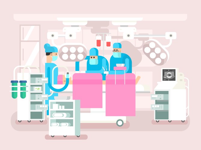 Surgeon in operating room with instruments icon Vector Image