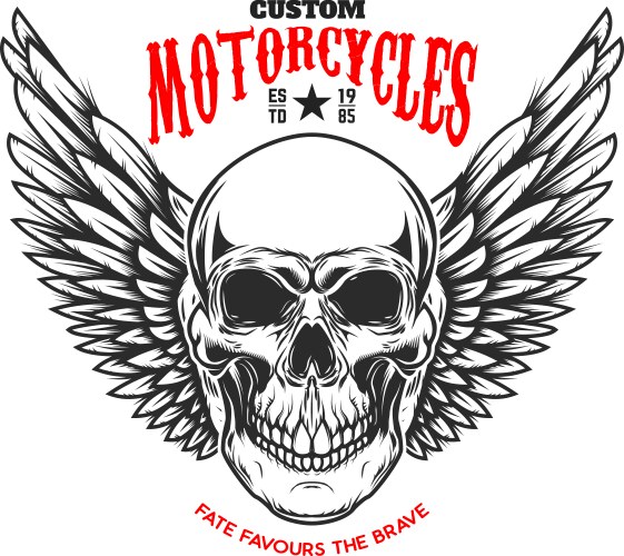 Custom motorcycles emblem template with winged Vector Image