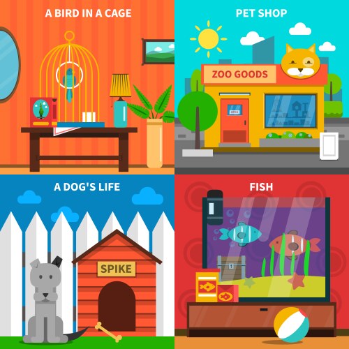 Home pets set Royalty Free Vector Image - VectorStock
