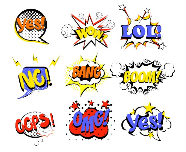 Exclamation texting comic signs on speech bubbles Vector Image