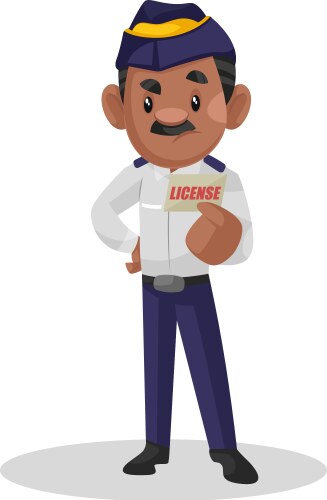 Cartoon smiling policeman waving hand Royalty Free Vector