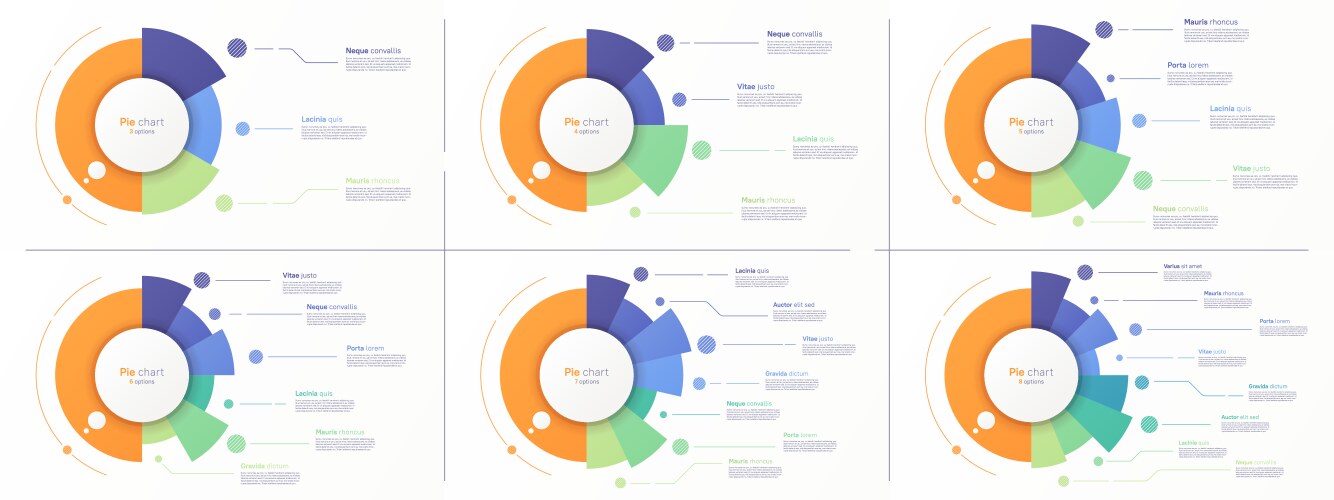 Circle chart infographic template with 6 options Vector Image