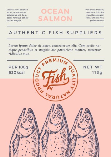 Ocean fish abstract packaging design Royalty Free Vector