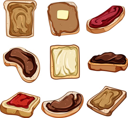 Chocolate paste toast cartoon Royalty Free Vector Image