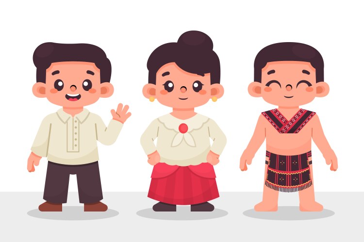 Hand drawn philippine people with traditional Vector Image