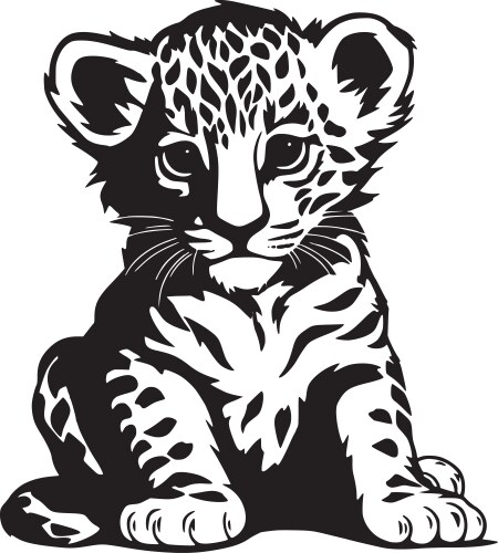 Baby african leopard linocut Royalty Free Vector Image