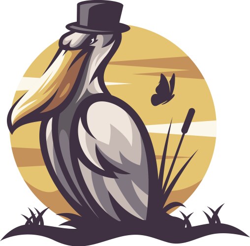 Screaming pelican colorful detailed sticker Vector Image