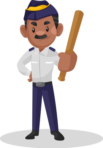 Cartoon smiling policeman waving hand Royalty Free Vector
