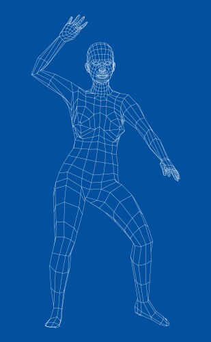 Wireframe ballerina in dance pose Royalty Free Vector Image