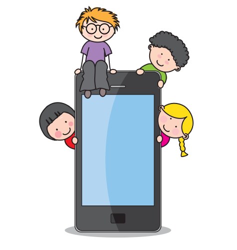 Children with a computer Royalty Free Vector Image