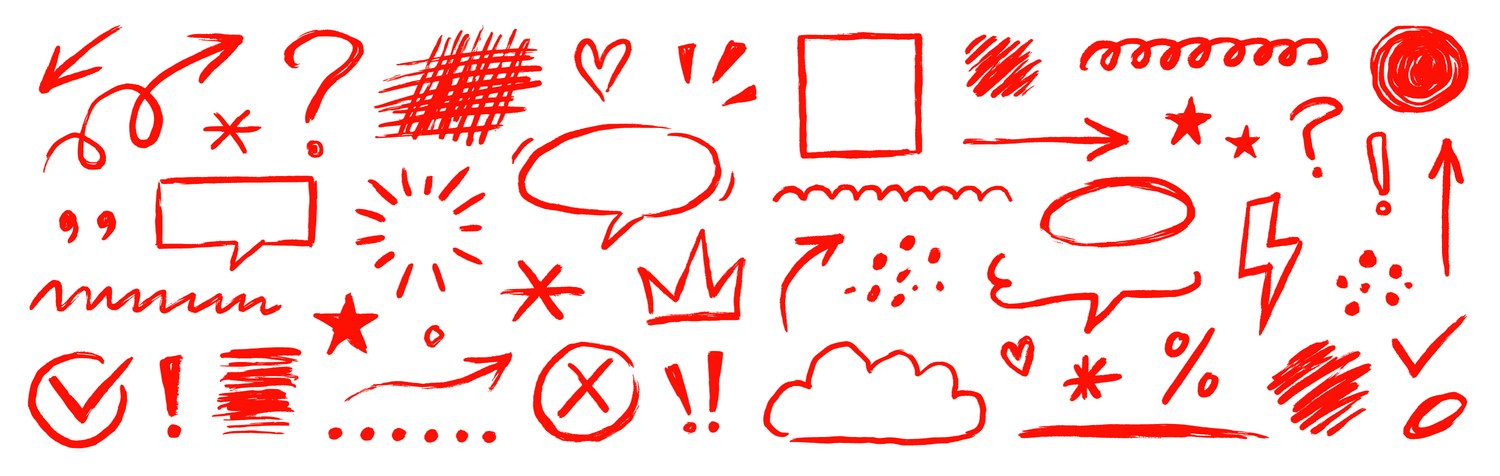 Red Doodle Elements Collection – Royalty-Free Vector | VectorStock