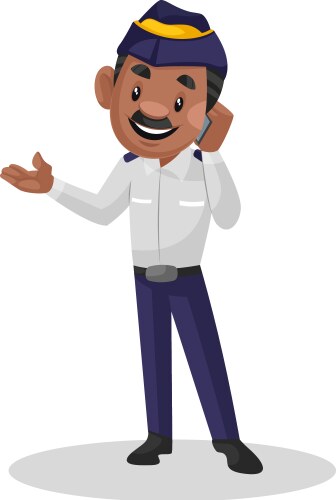 Cartoon smiling policeman waving hand Royalty Free Vector