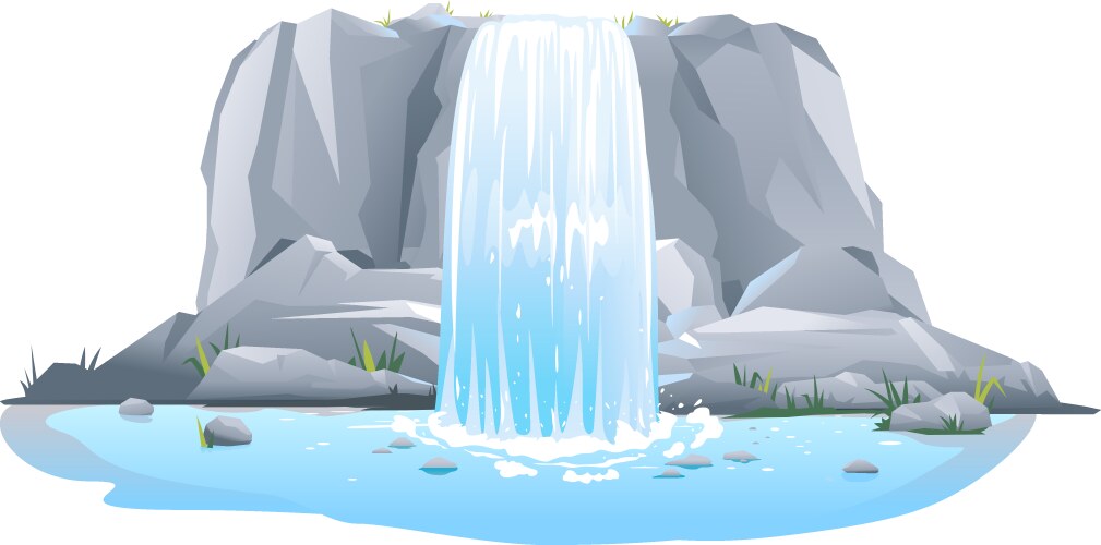 Frozen waterfall in front view isolated Royalty Free Vector