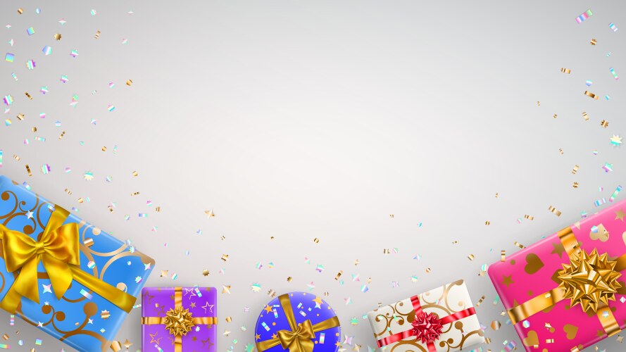 Blue gift boxes with golden bows Royalty Free Vector Image