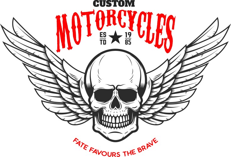 Custom motorcycles poster template with winged Vector Image