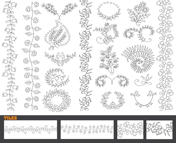 Hand drawn line border set Royalty Free Vector Image