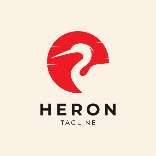Minimalist heron line logo design Royalty Free Vector Image