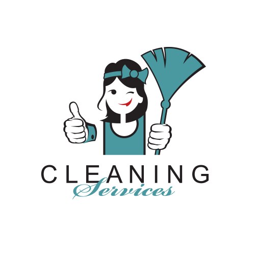 Retro sexy pinup housemaid cleaning emblem logo Vector Image