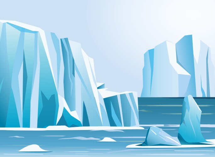 Arctic polar landscape with icebergs glaciers Vector Image