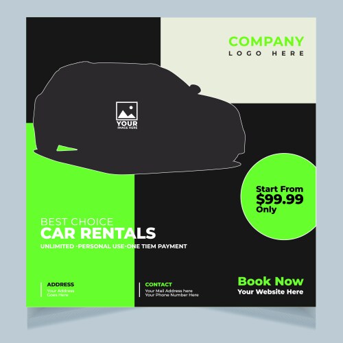 Car rent brochure flyer design layout template Vector Image