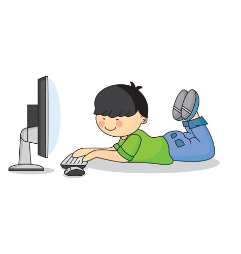 Boy using laptop Royalty Free Vector Image - VectorStock