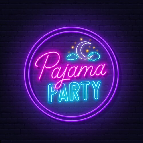 Pajama party sign on brick wall background Vector Image