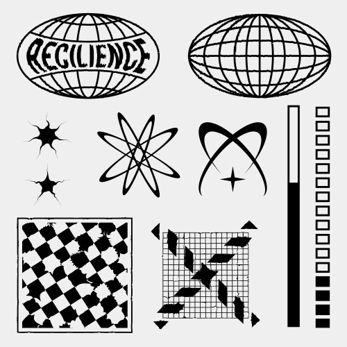 Retro globe element green y2k style on blac Vector Image