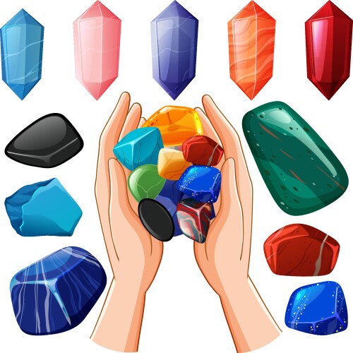 Colorful shiny gemstones collection Royalty Free Vector