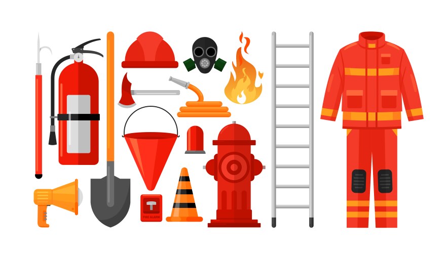 Profession and occupation set fireman equipment Vector Image